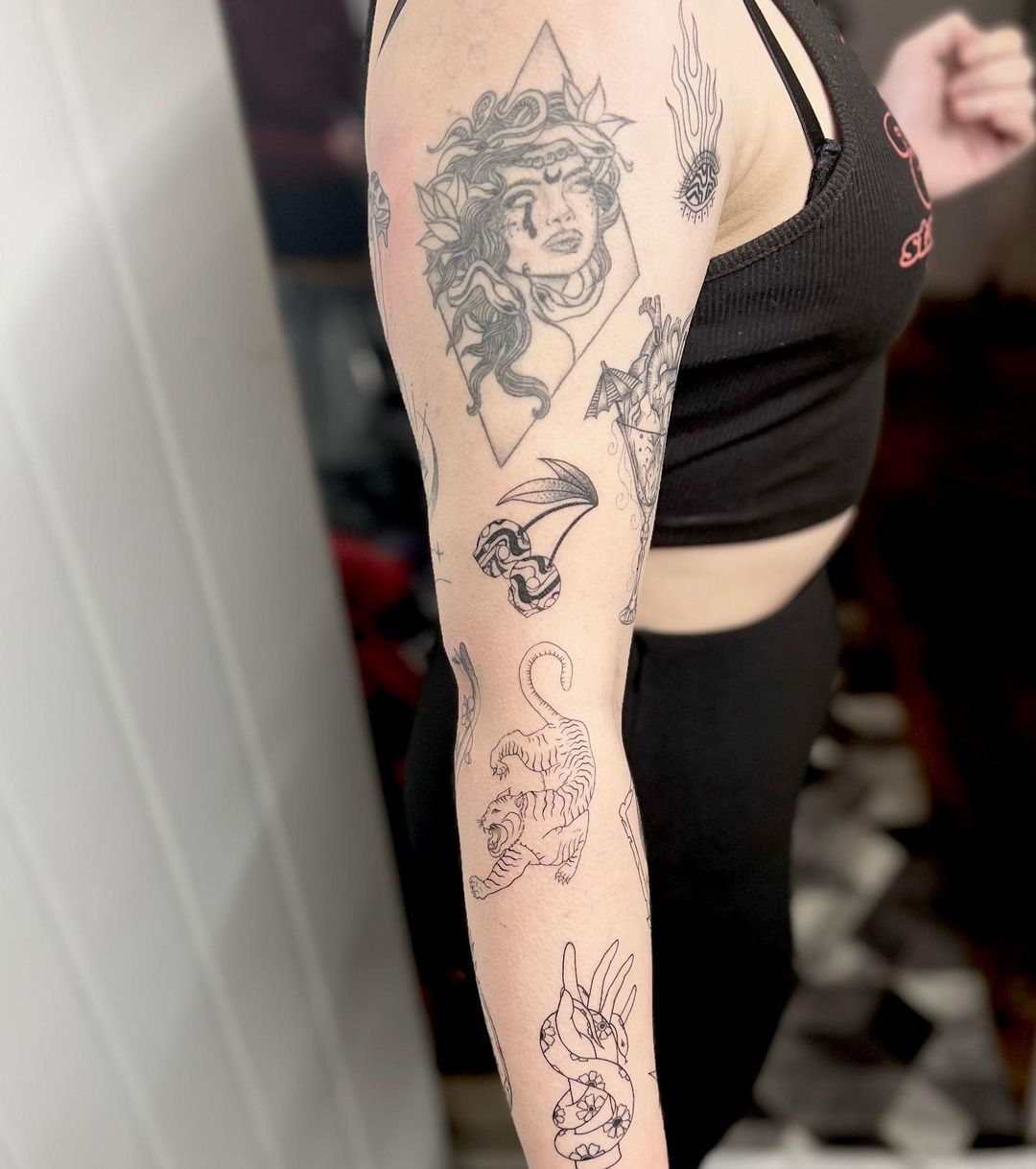 22 Fabulous Patchwork Sleeve Tattoos That Tell Your Story Piece By Piece