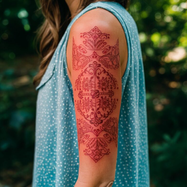 22 Bold Red Sleeve Tattoos That Are A Must See
