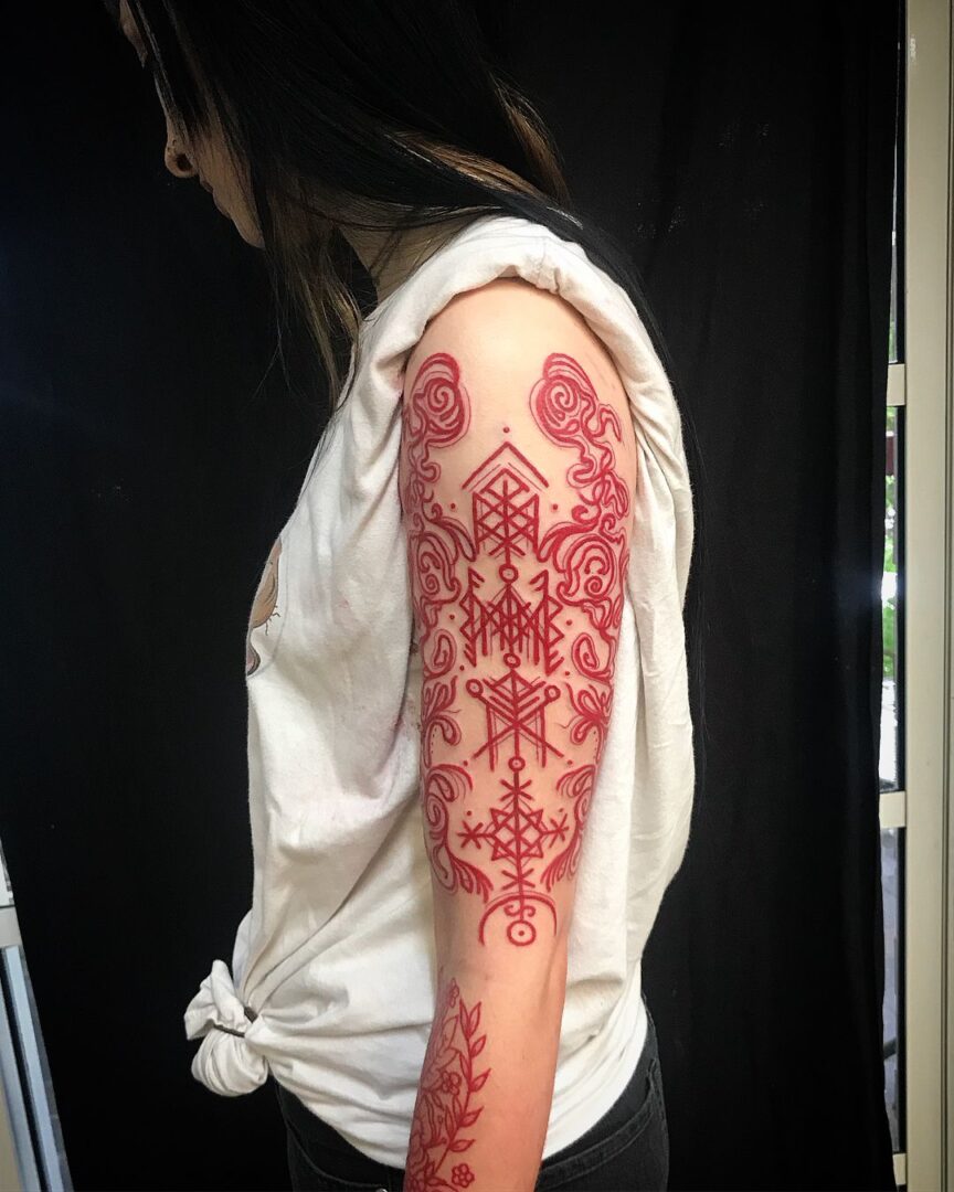 22 Bold Red Sleeve Tattoos That Are A Must See