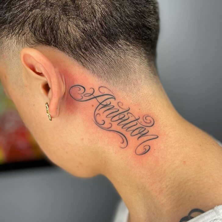 24 Incredible And Meaningful Cursive Neck Tattoo Ideas – The Weekender Pk
