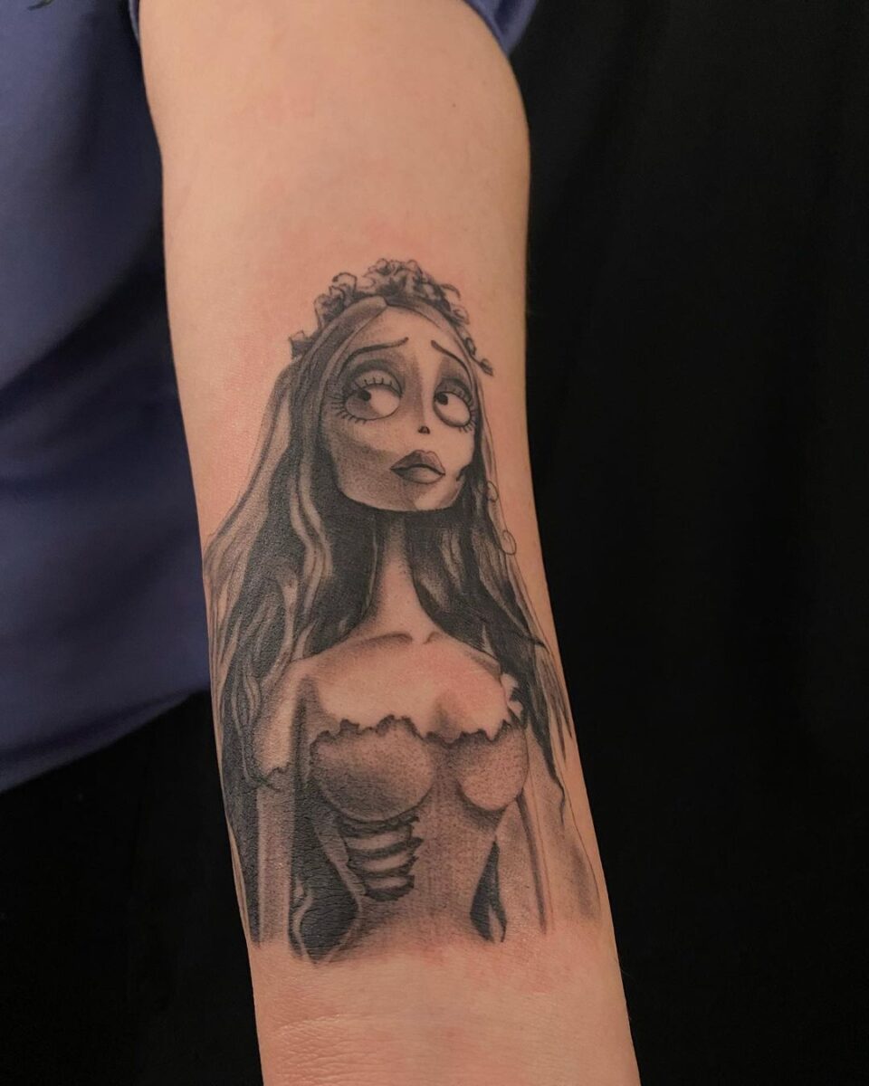 26 Dark, Romantic And Magical Corpse Bride Tattoos For Tim Burton Fans