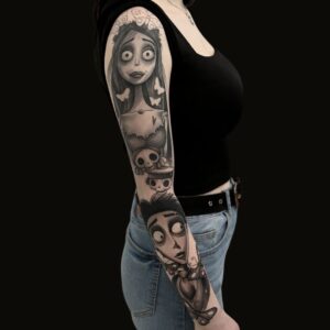 26 Dark, Romantic And Magical Corpse Bride Tattoos For Tim Burton Fans