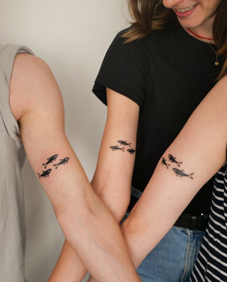 21 Beautiful Matching Trio Tattoos For Friends & Siblings