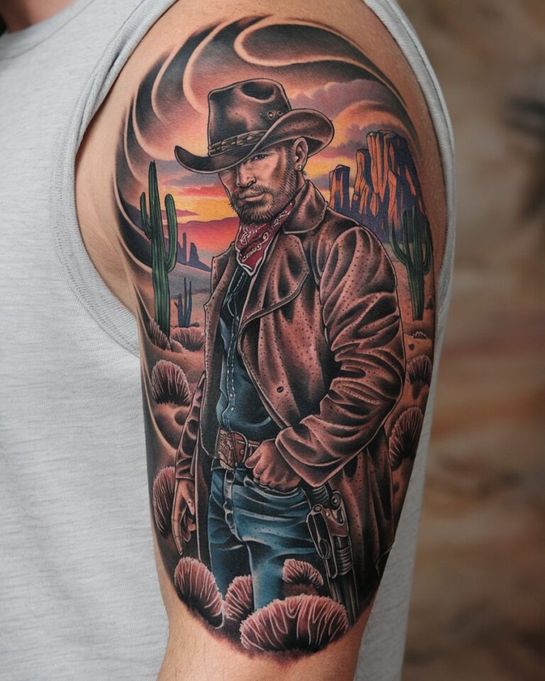 12 Cool Cowboy Sleeve Tattoos With A Western Vibe