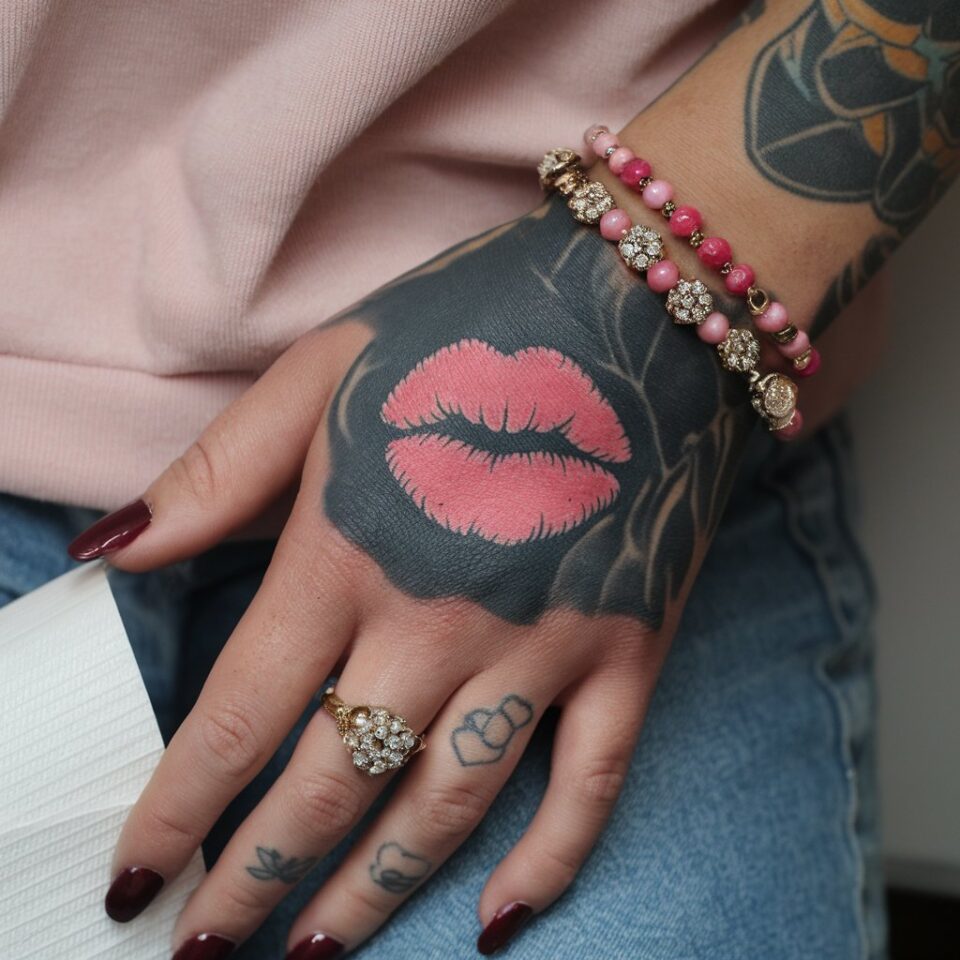 13 Flirty Kiss Mark Tattoos That'll Make You Fall Head Over Heels